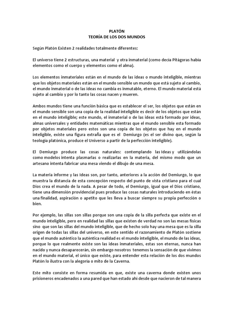 Platón Teoría de Los Mundos | Descargar gratis PDF | Platón | Teorías ...