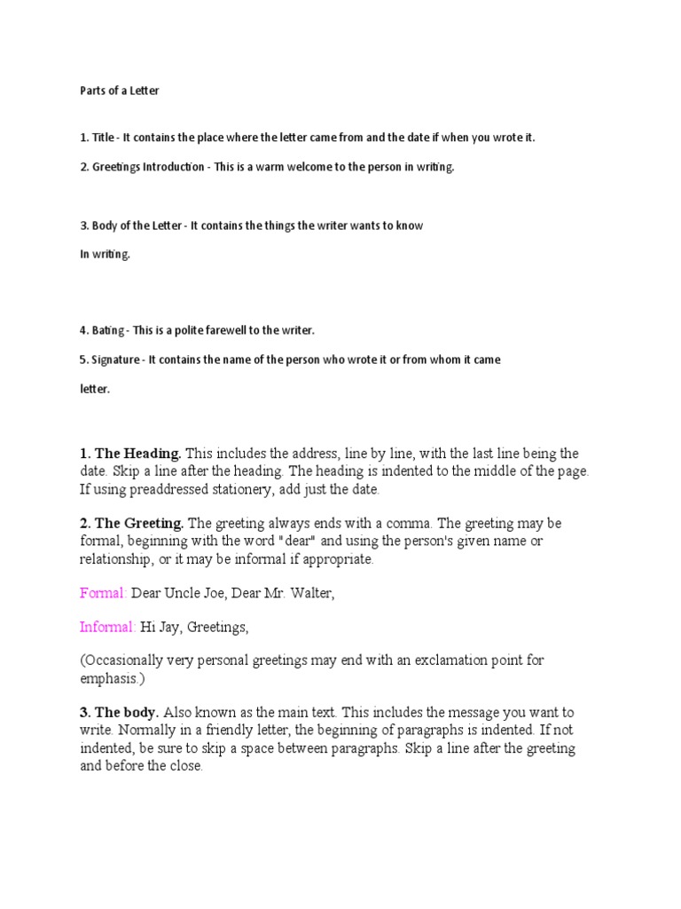 Parts of A Letter | PDF | Paragraph | Written Communication