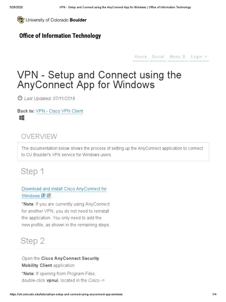 VPN - Setup and Connect Using The AnyConnect App For Windows - Office ...