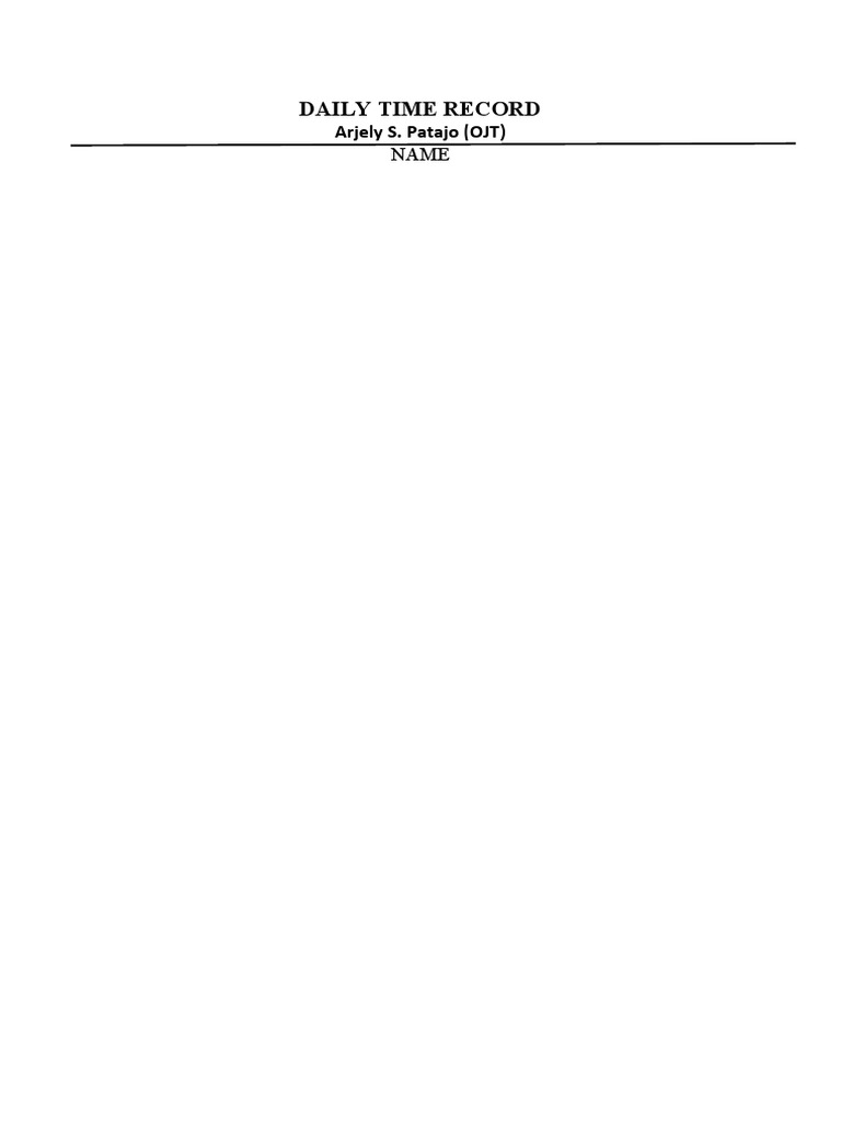 Daily Time Record Template for OJT Tracking | PDF