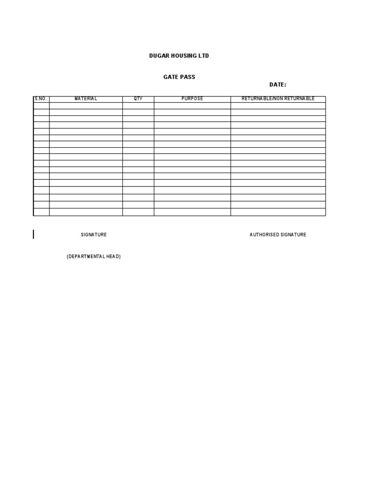 Gate Pass Format | PDF
