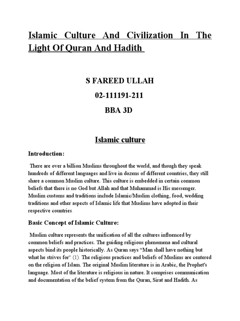 Islamic Culture and Civilization Overview | PDF | Muhammad | Prophets ...