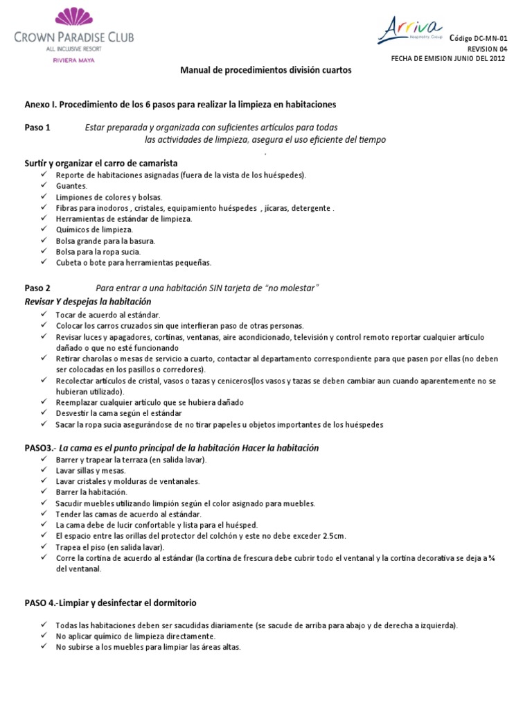 Manual de Procedimientos Division de Cuartos | PDF | Naturaleza