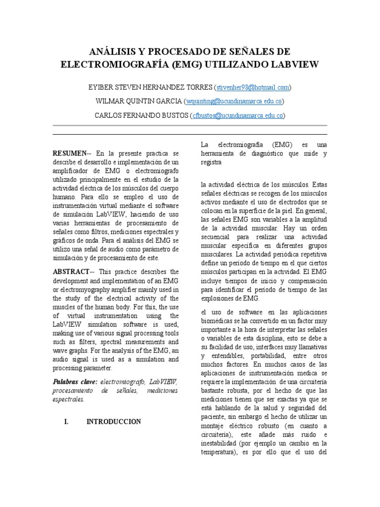 Emg En Labview Pdf Electromiografia Procesamiento De La Señal