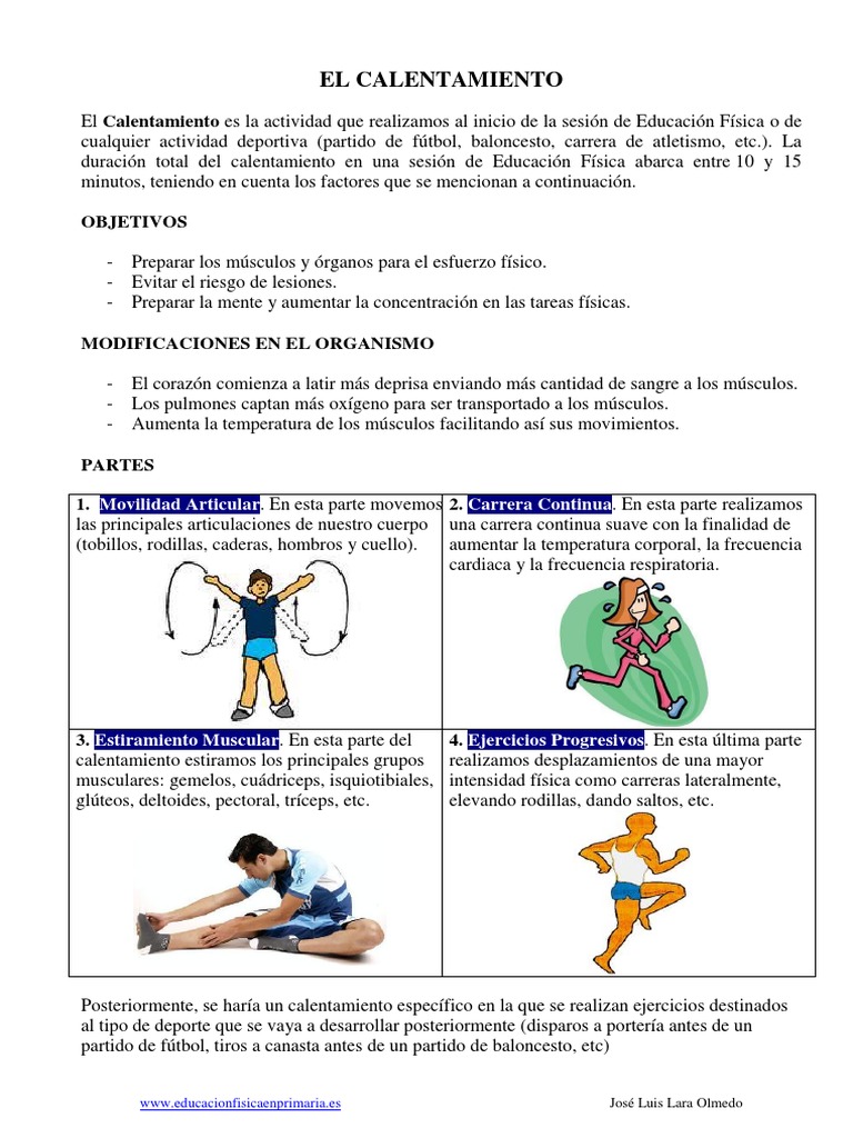Calentamiento en Educación Física: Guía Esencial | PDF