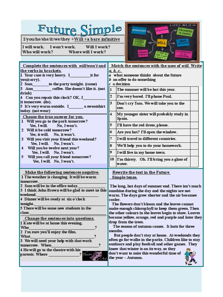 Future Simple Fun Activities Games Grammar Drills Tests - 68739 | PDF ...