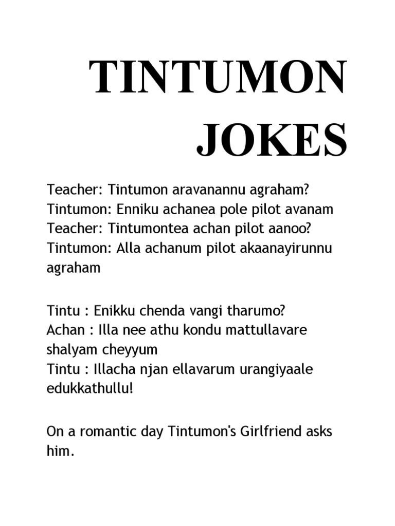 Tintumon Jokes | PDF | Art