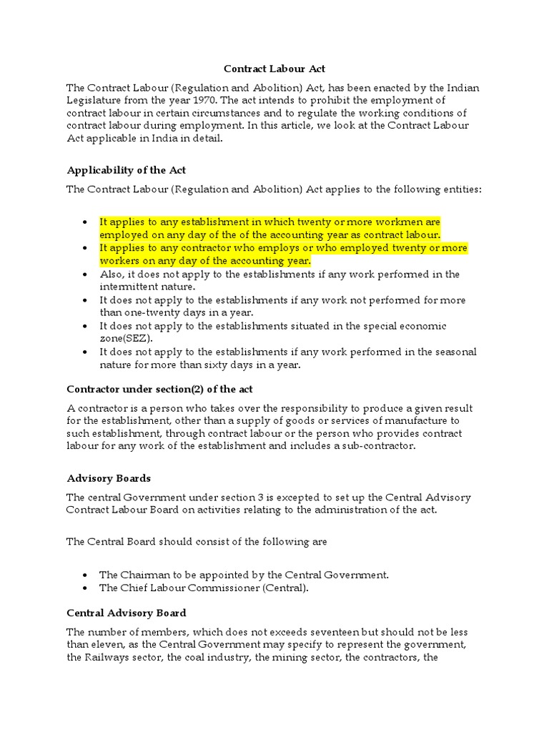 Contract Labour Act: Essential Guide to Applicability, Registration ...