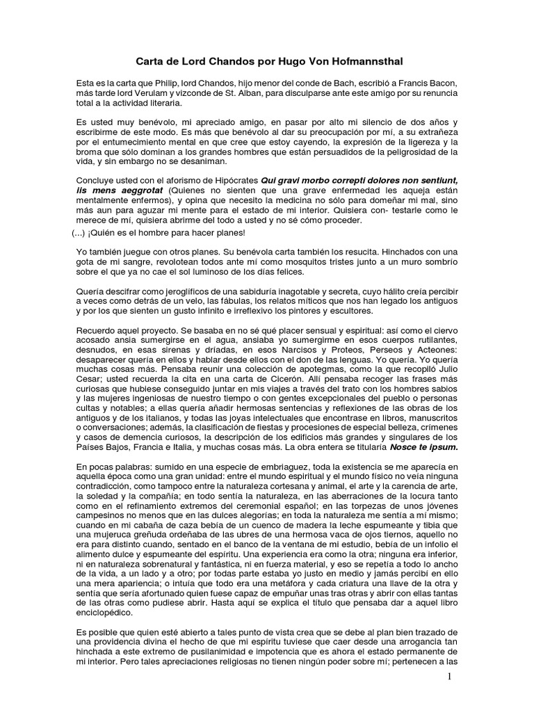La Carta de Lord Chandos | PDF | Alma | Amor