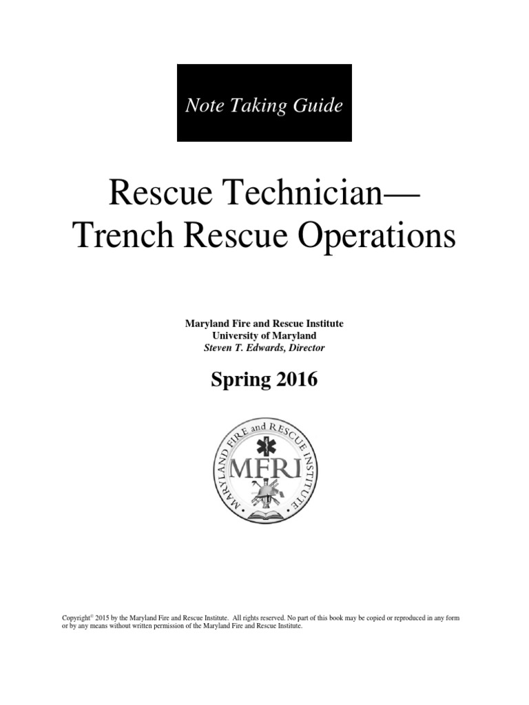 Rescue Technician - Trench Rescue Operations: Note Taking Guide | PDF ...