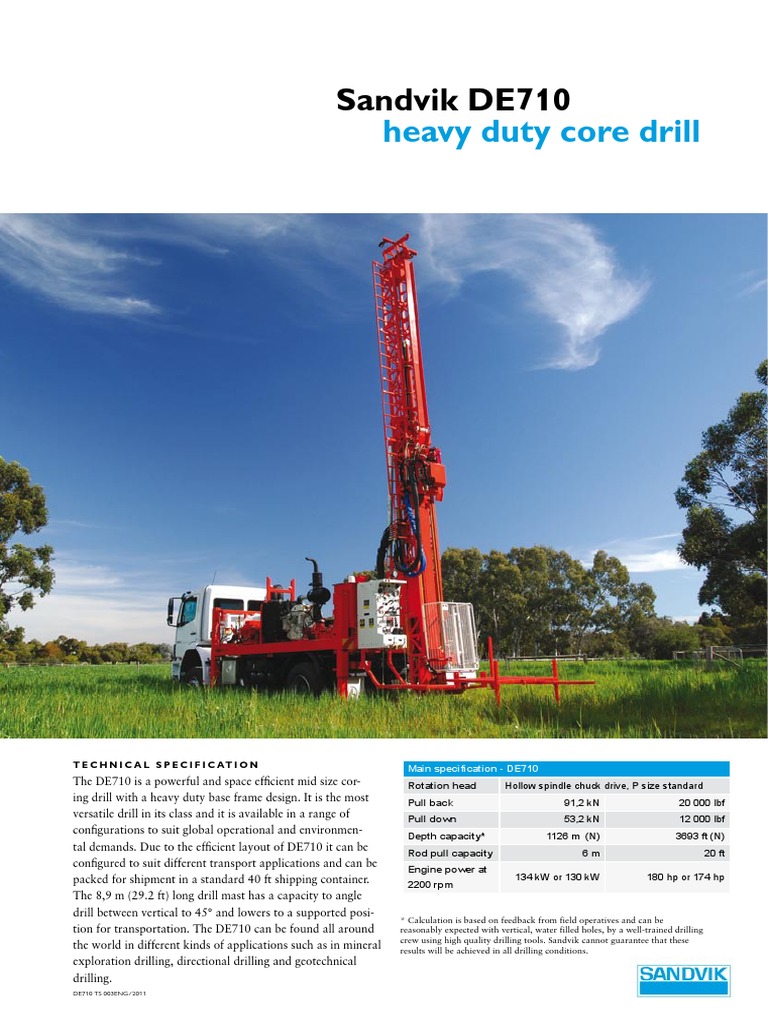 Sandvik DE710: Heavy Duty Core Drill | PDF