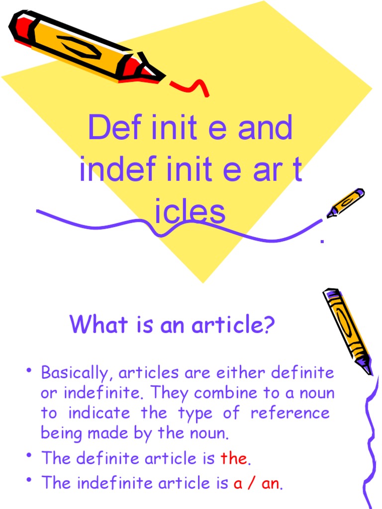 Def Init e and Indef Init e Ar T Icles | PDF | Language Arts ...