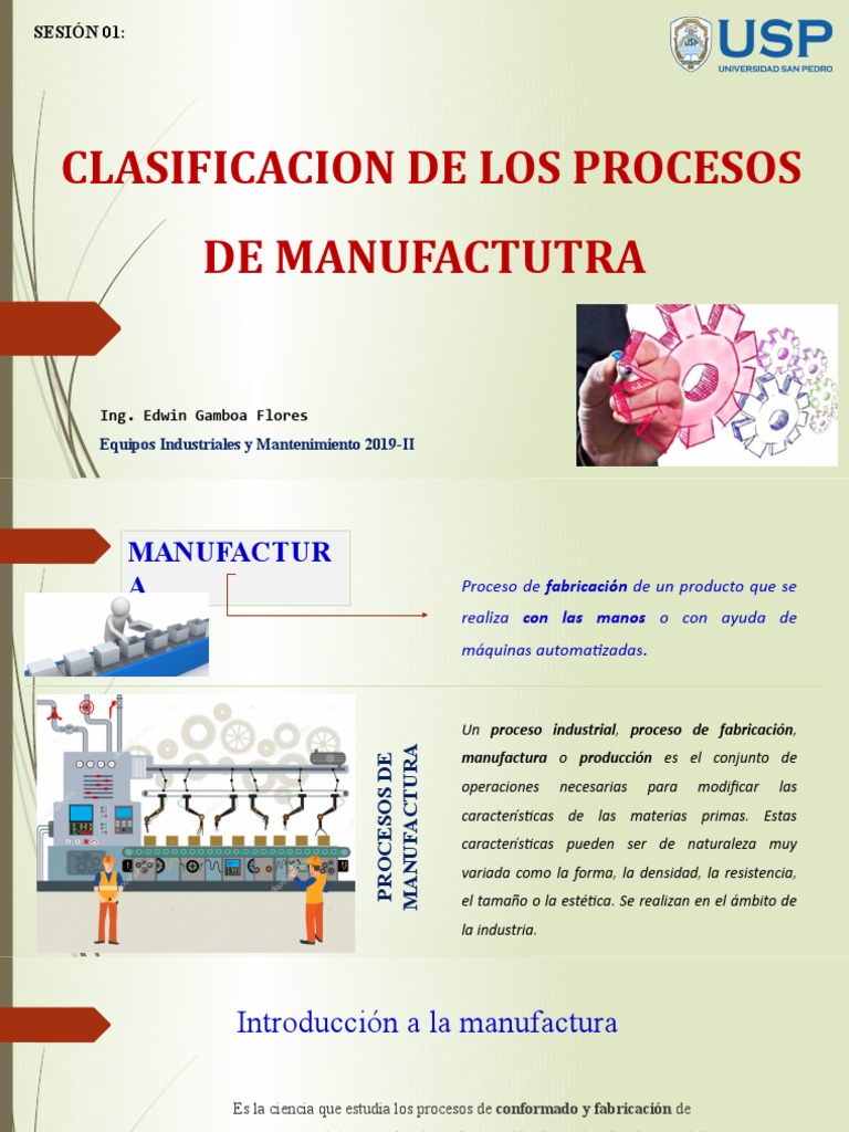Sesión 01 - Clasificación de Procesos de Manufactura | PDF | Perforar | Industrias