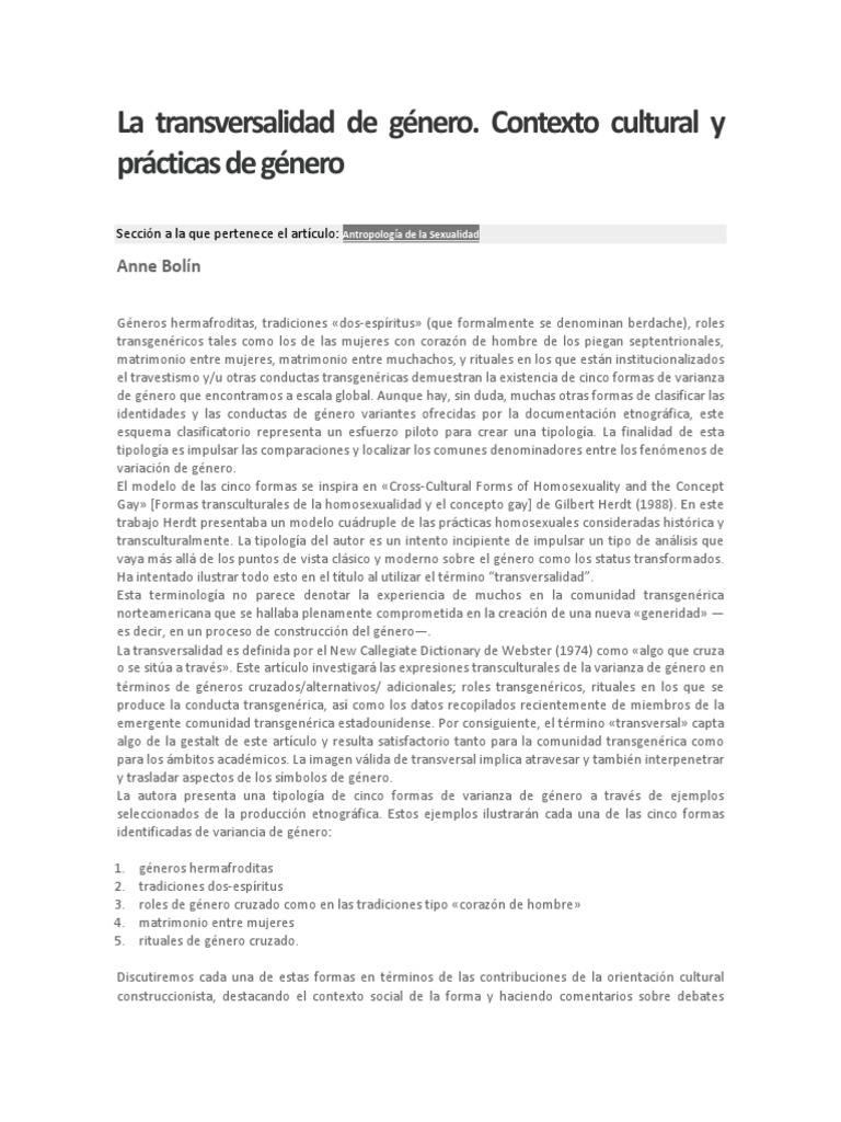 La Transversalidad de Género | PDF | Hombre | Género