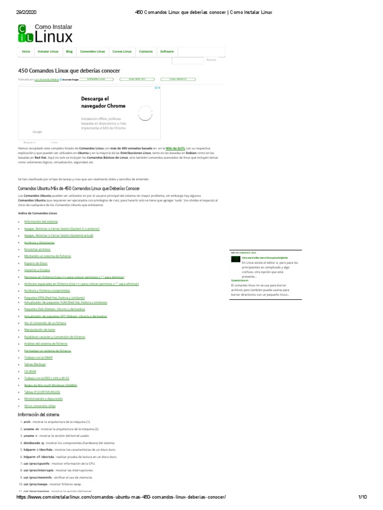 450 Comandos Linux Que Deberías Conocer - Como Instalar Linux PDF | PDF ...