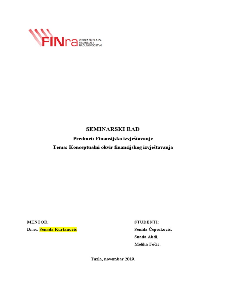 Konceptualni Okvir Finansijskog izvještavanja-NOVI | PDF