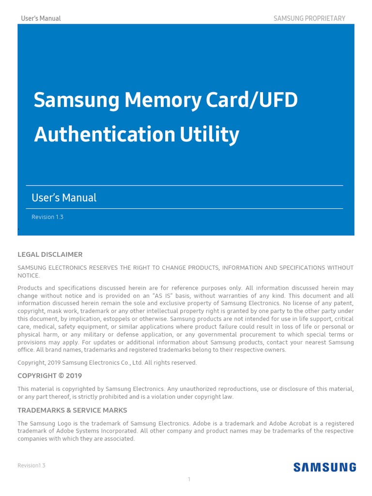 Samsung Card-UFD Authentication Utility Manual English 1.3 | PDF