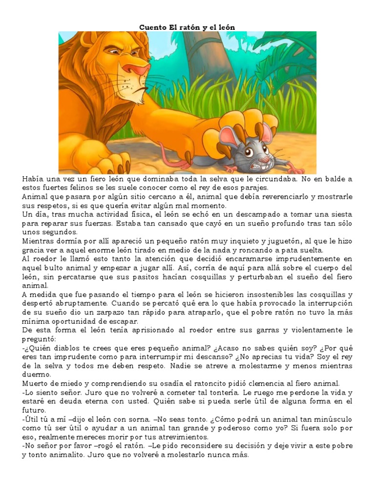 Cuento El Ratón Y El León Pdf León