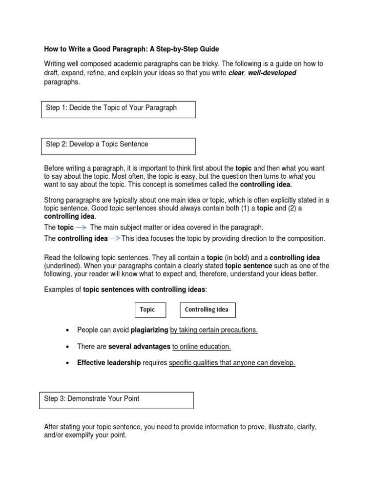 How To Write A Good Paragraph: A Step-by-Step Guide | PDF | Idea ...