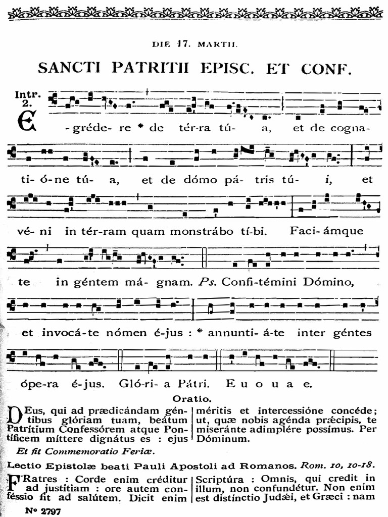 Traditional Chants, Mass of ST Patrick (17 March) | PDF