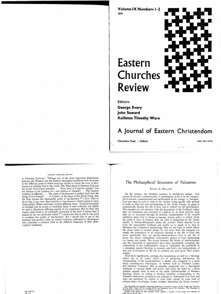 The Philosophical Structures of Palamism (Rowan Williams) | PDF ...