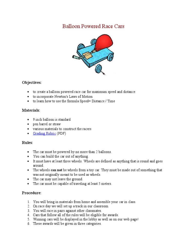 Fastest Balloon Powered Race Cars | PDF