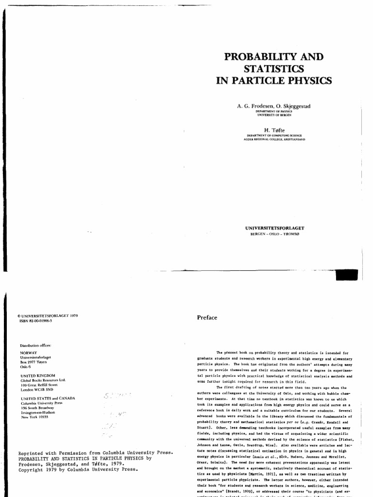 Probability and Statistics in Particle Physics: Skjeggestad | PDF ...
