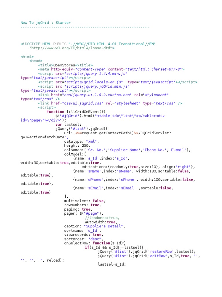 JqGrid Starter | PDF | Html | Cascading Style Sheets JqGrid Starter | PDF | Html | Cascading Style Sheets