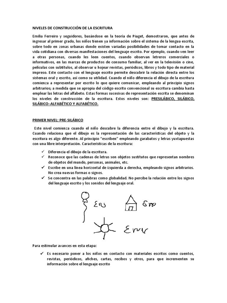 Niveles de Construcción de la Escritura | PDF | Sílaba | Escritura