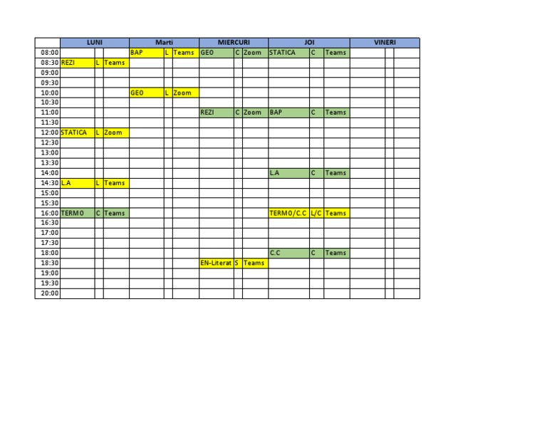 Luni Marti Miercuri JOI Vineri | PDF