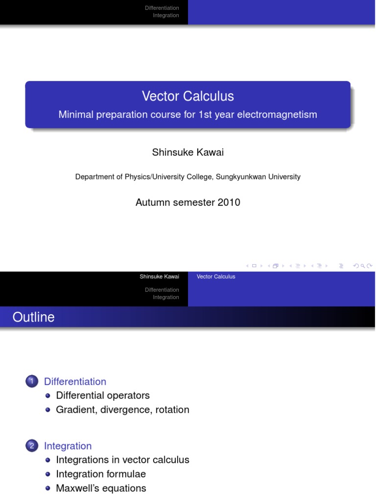 Vector Calculus for Electromagnetism | PDF | Maxwell's Equations | Integral
