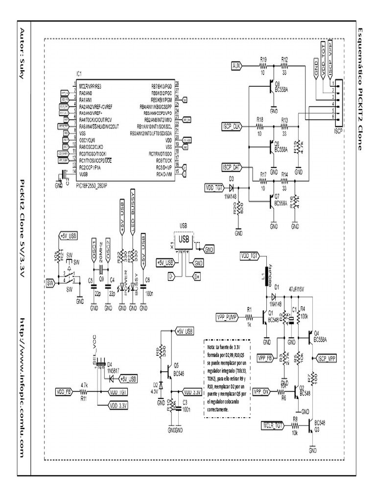 Esquemático y PCB de PicKit2 Clone | PDF