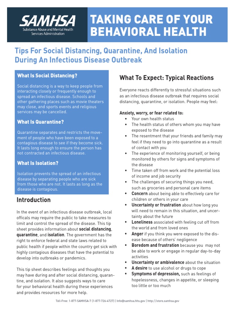 SAMSHA Tips & What To Expect | PDF | Quarantine | Depression (Mood)