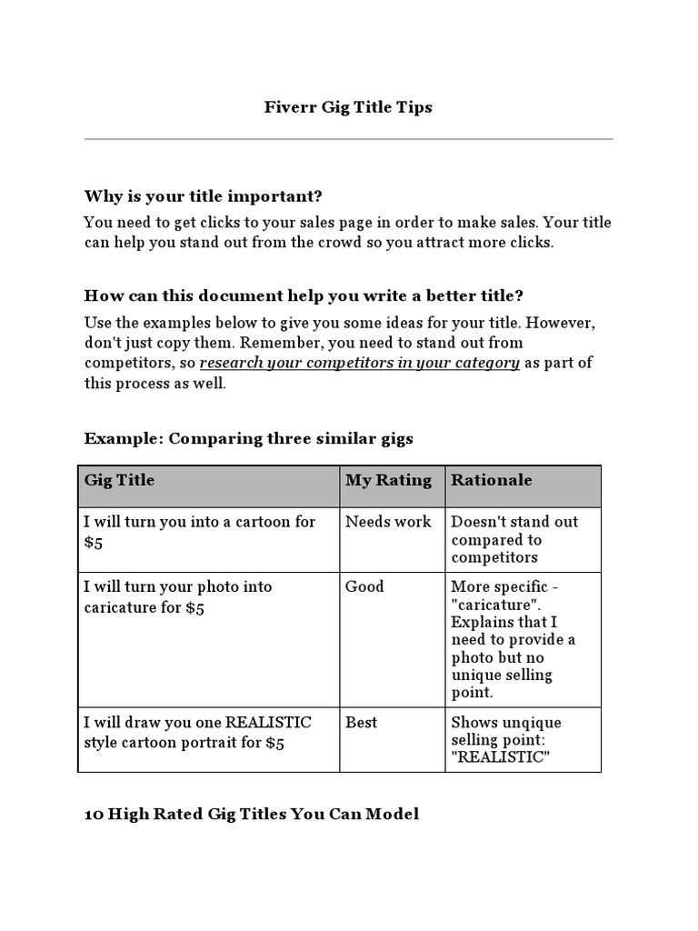 Fiverr Gig Titles Proven To Convert | PDF | Search Engine Optimization ...