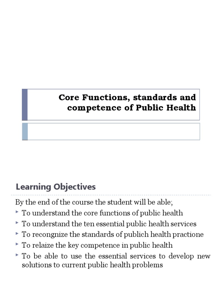 Functions of Public Health | PDF | Public Health | Competence (Human ...