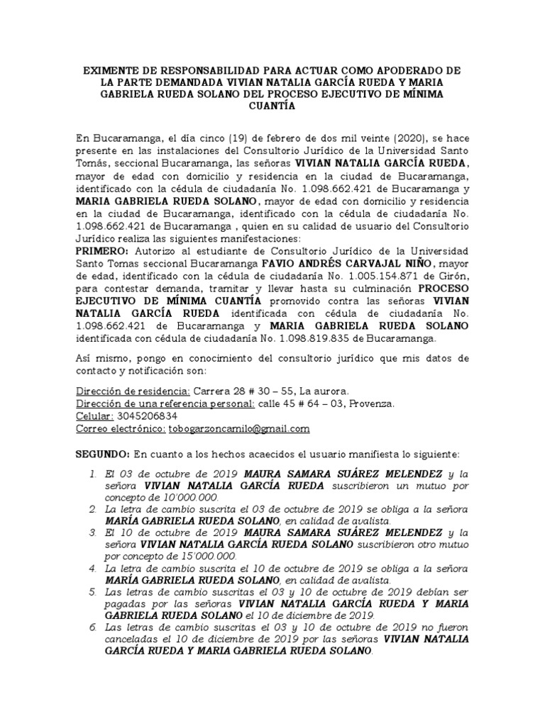 Eximente de Responsabilidad | PDF | Pagaré