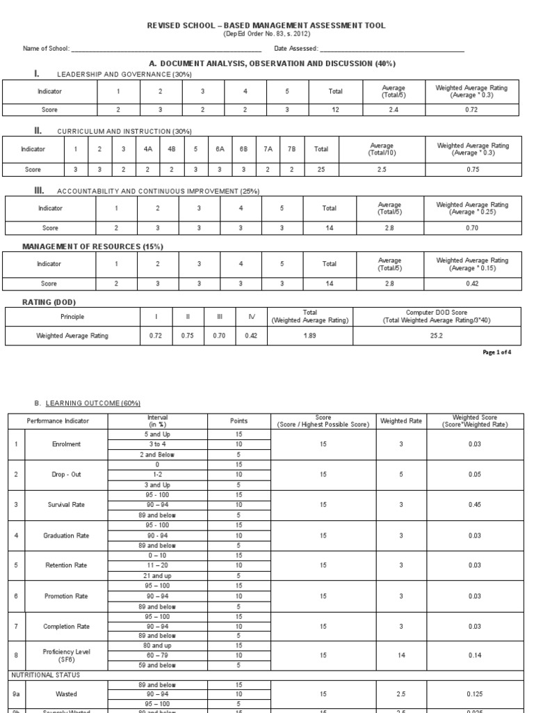 SBM Validation Tool Sample For Computation | PDF | Learning | Behavior Modification