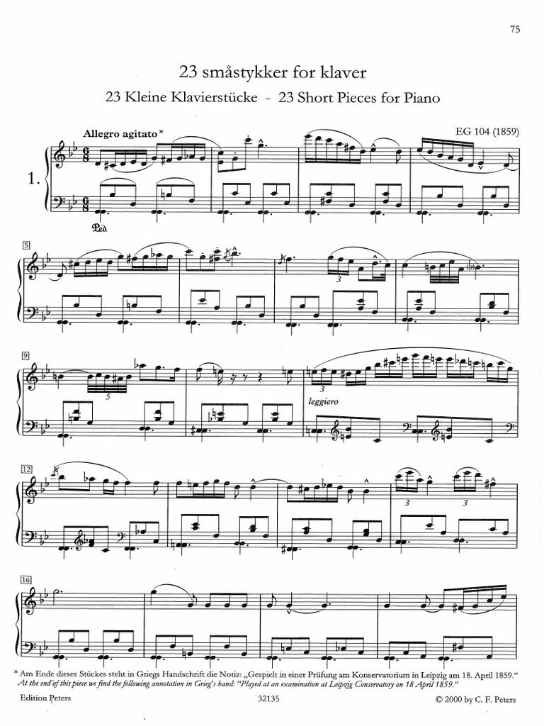 23 Short Pieces For Piano, Edvard Grieg EG 104 | PDF
