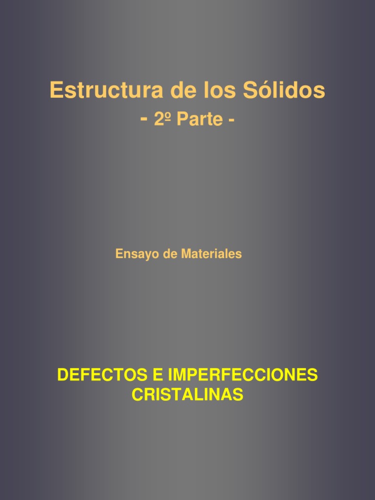 Ensayo de Materiales: Defectos e Imperfecciones | PDF | Dislocación ...