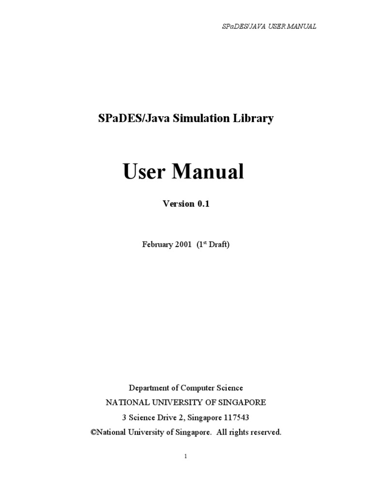 User Manual: Spades/Java Simulation Library | PDF | Java (Programming Language) | Simulation