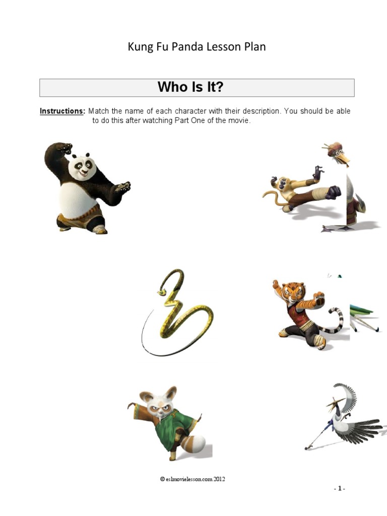 Who Is It?: Kung Fu Panda Lesson Plan | PDF | Chinese Martial Arts