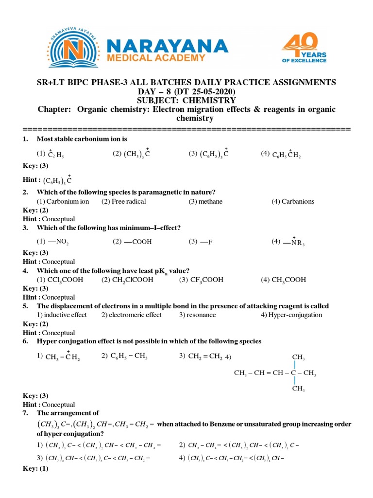 6.DAY-8 CHE - Organic Chemistry Electron Migration Effects & Reagents ...