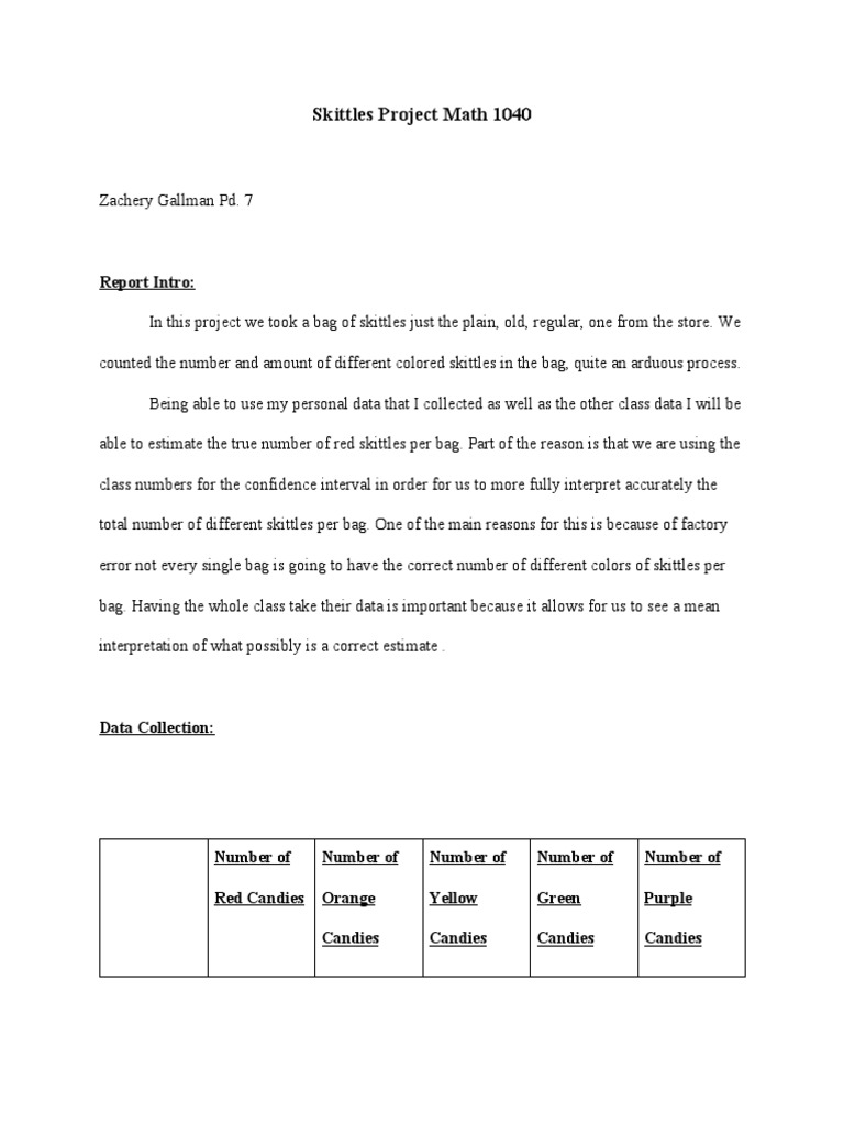 Skittles Color Distribution Analysis | PDF | Statistical Significance ...