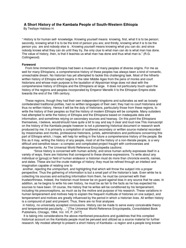 History of the Kambata People | PDF | Ethiopia