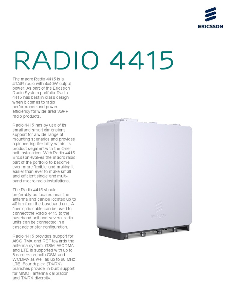 Radio 4415 Datasheet PDF | PDF | Radio | Ericsson