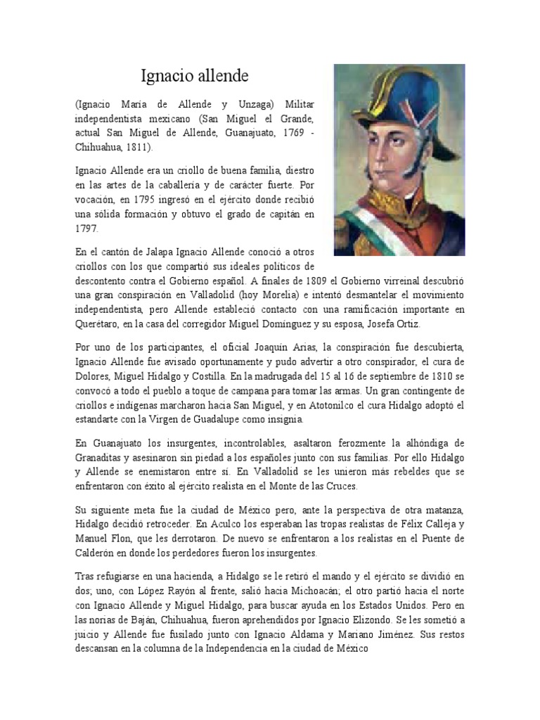 Biografía de Ignacio Allende | PDF | México colonial | Militares de mexico