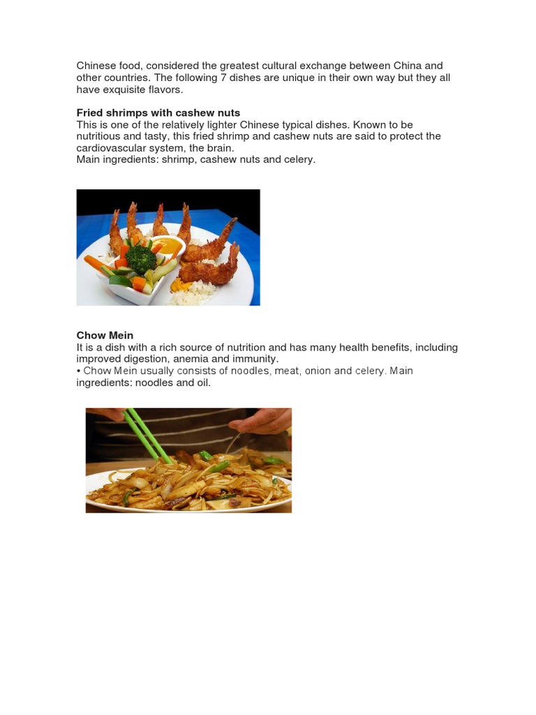 Types of Chinese Food | PDF | Cooking, Food & Wine | Wellness