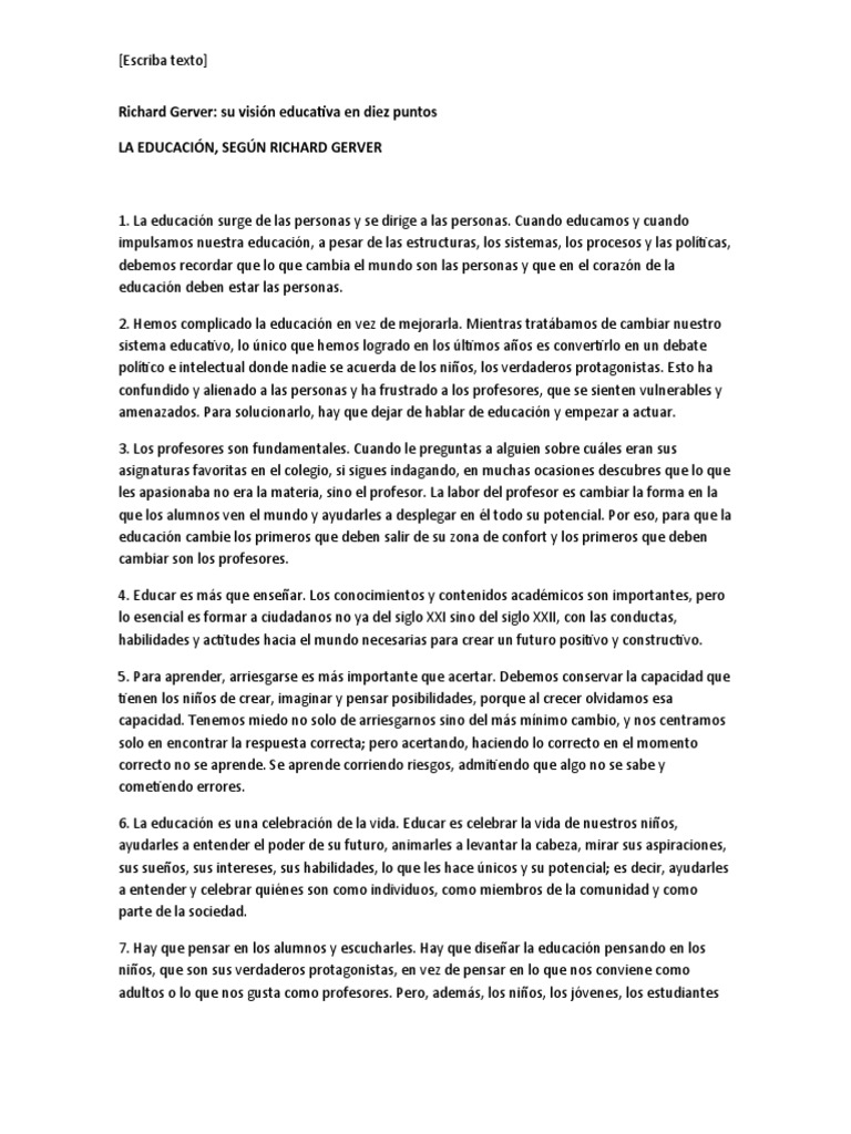 Richard Gerver | PDF | Maestros | Aprendizaje