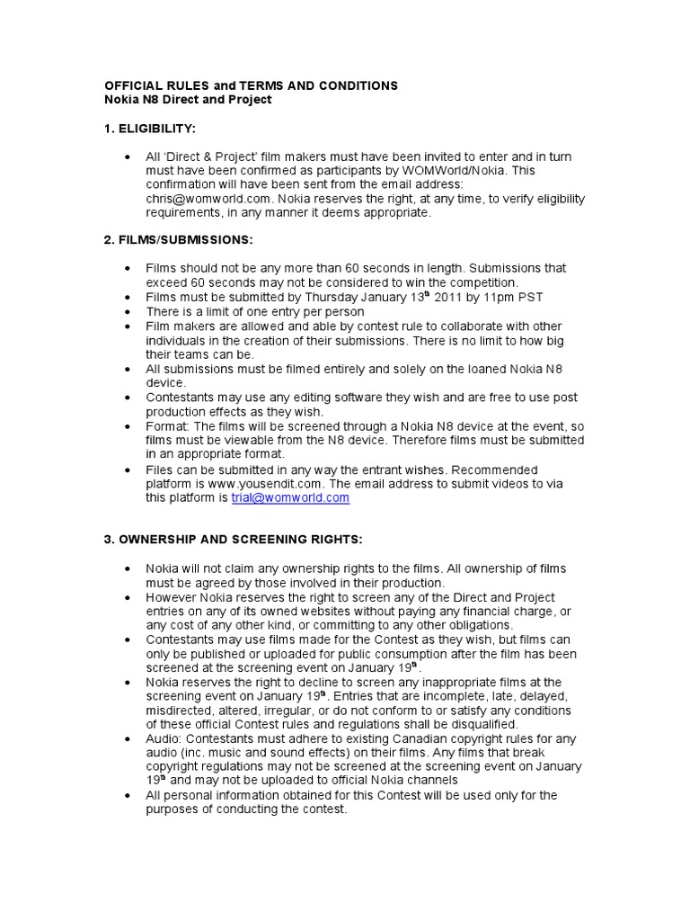 Official Rules and Terms and Conditions 3 | PDF | Damages | Civil Law ...