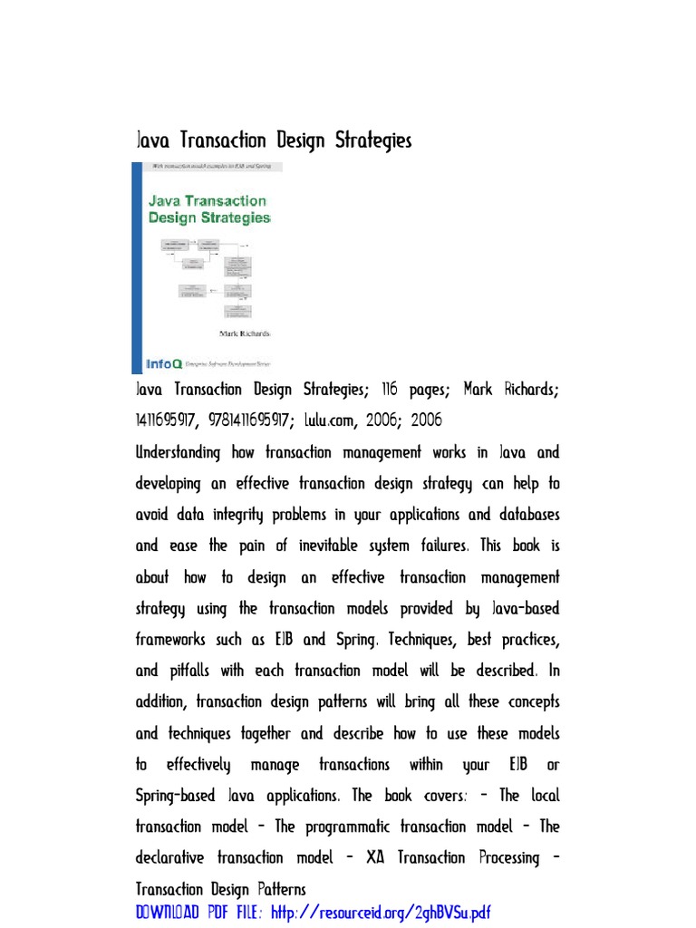 Java Transaction Design Strategies | PDF | Database Transaction | Java (Programming Language)